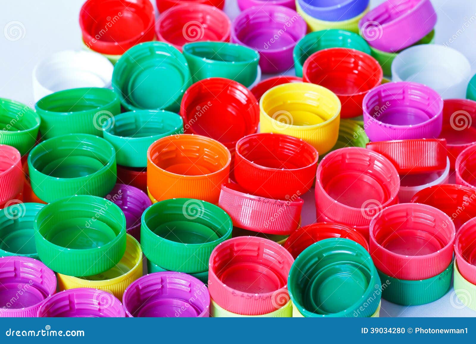 Colorful Plastic Bottle Caps Stock Photo - Image of waste, used: 39034280
