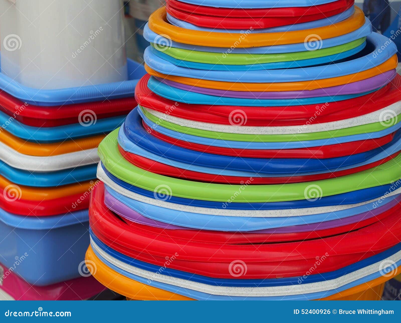 Colorful Plastic Bowls stock photo. Image of dishes, colorful - 52400926