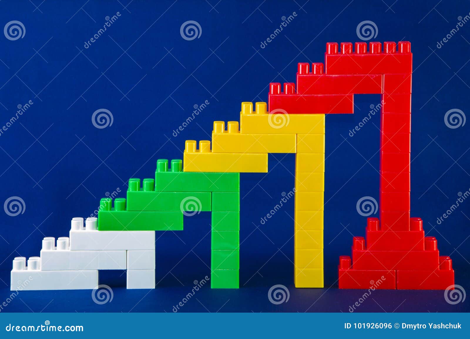 Colorful Plastic Building Bricks On Blue Background Stock Photo - Image ...
