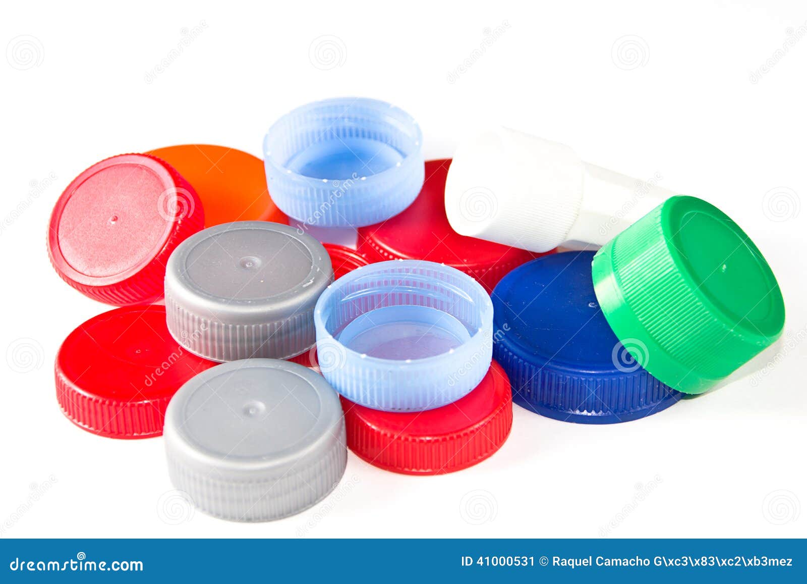 Colorful Plastic Caps Isolated in White Stock Image - Image of garbage ...