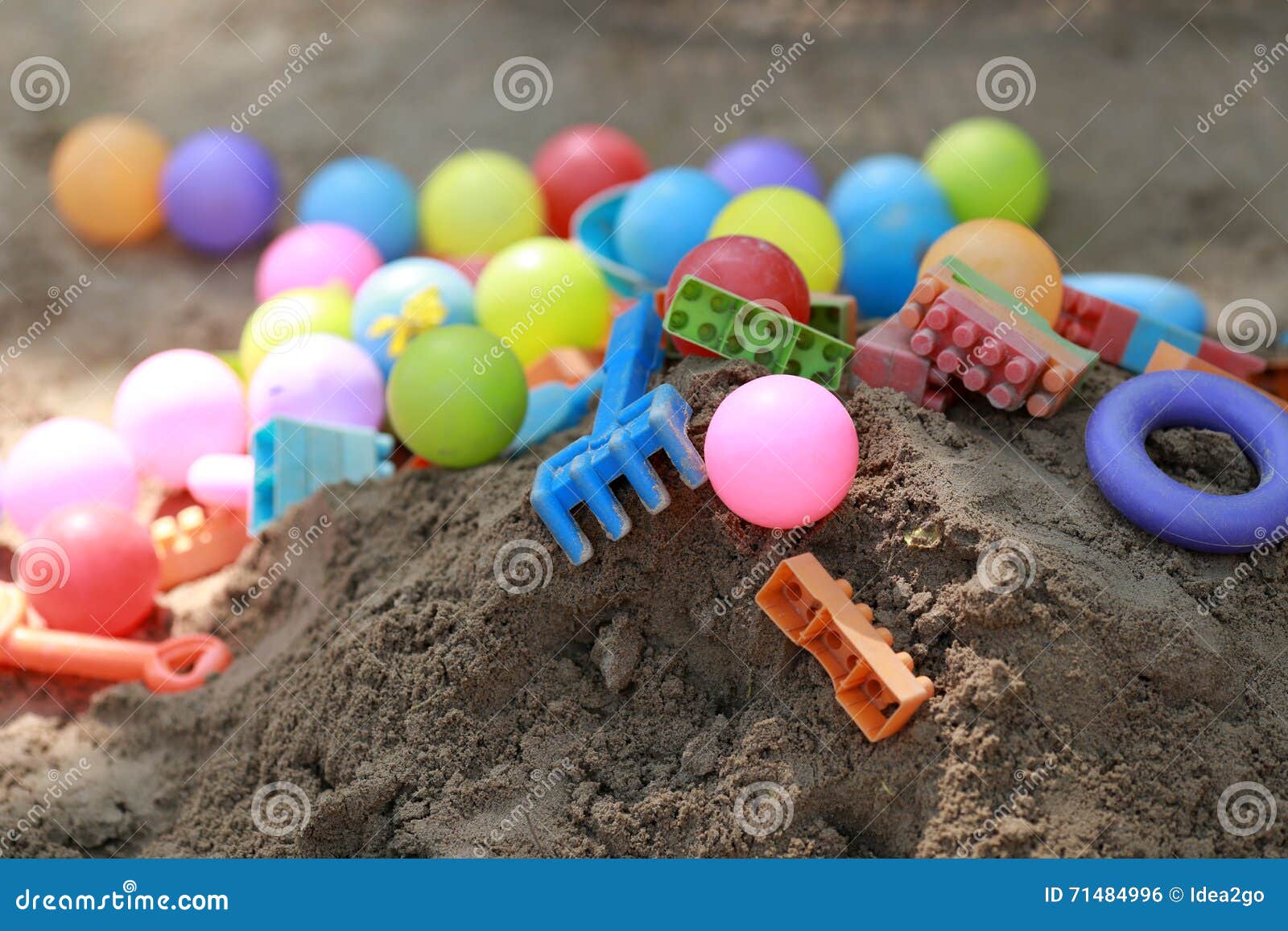 Colorful Plastic Children Toys in Sand Pit Stock Photo - Image of ...