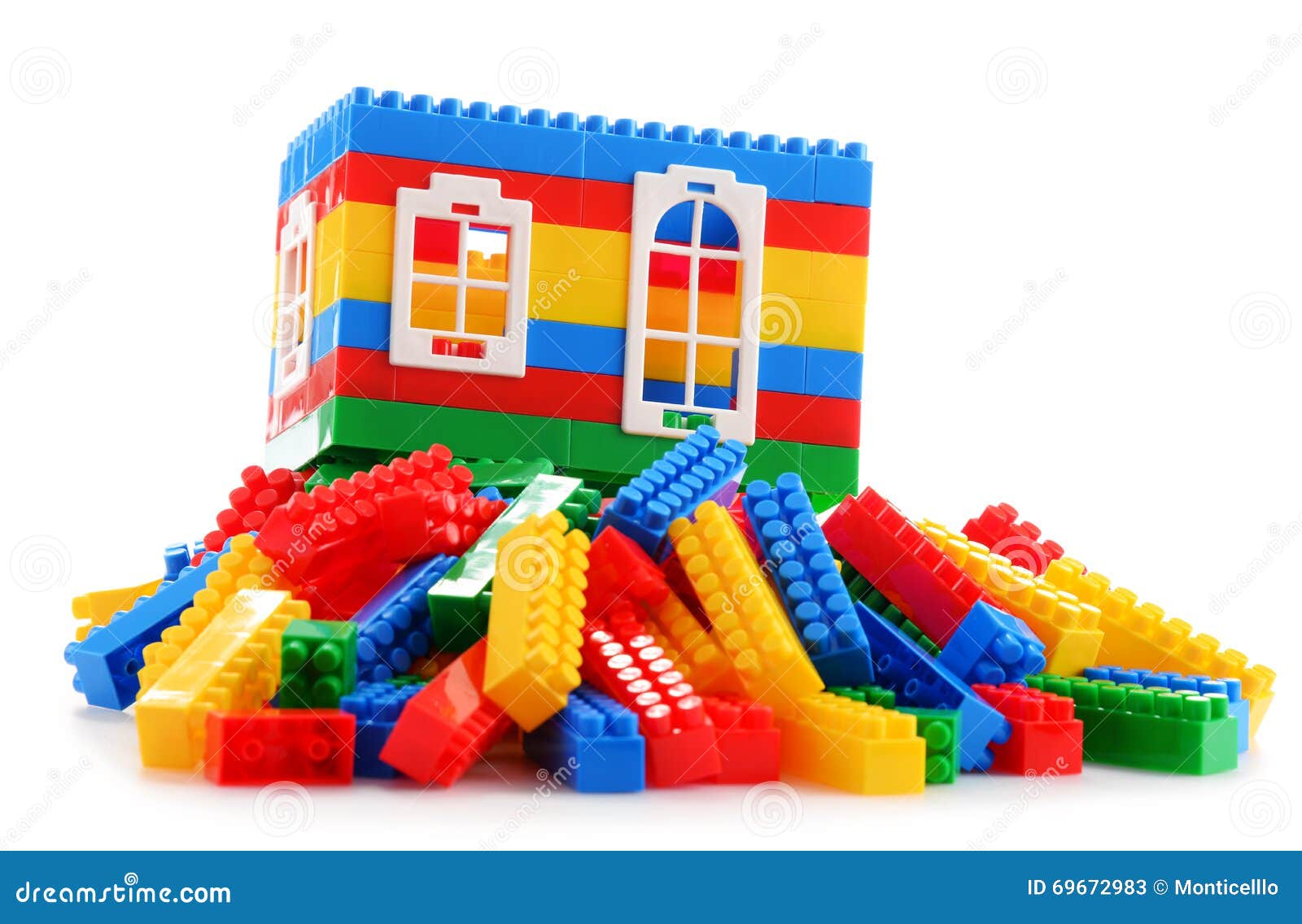Colorful Plastic Children Toys on White Background Stock Image - Image ...