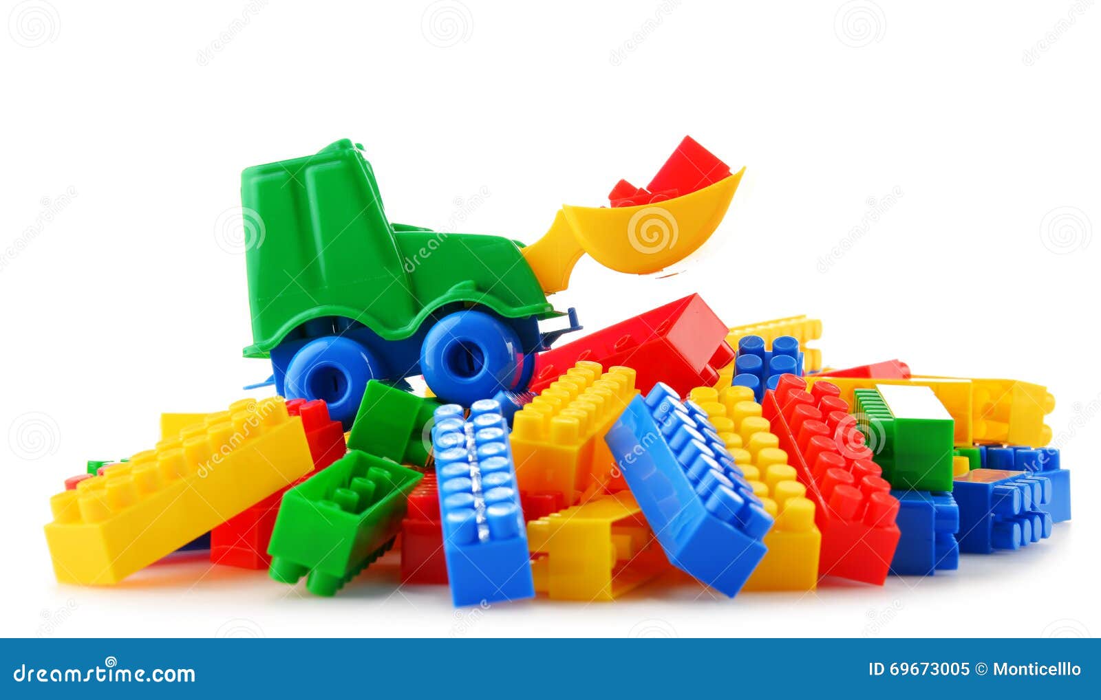 Colorful Plastic Children Toys on White Background Stock Image - Image ...