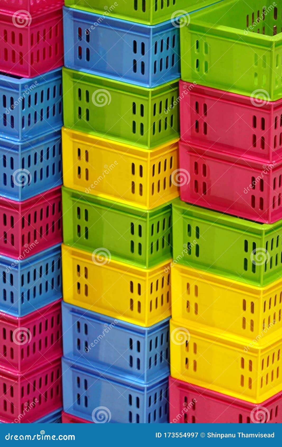 Colorful Plastic Container Boxes a Stack Storage on Display at Store ...