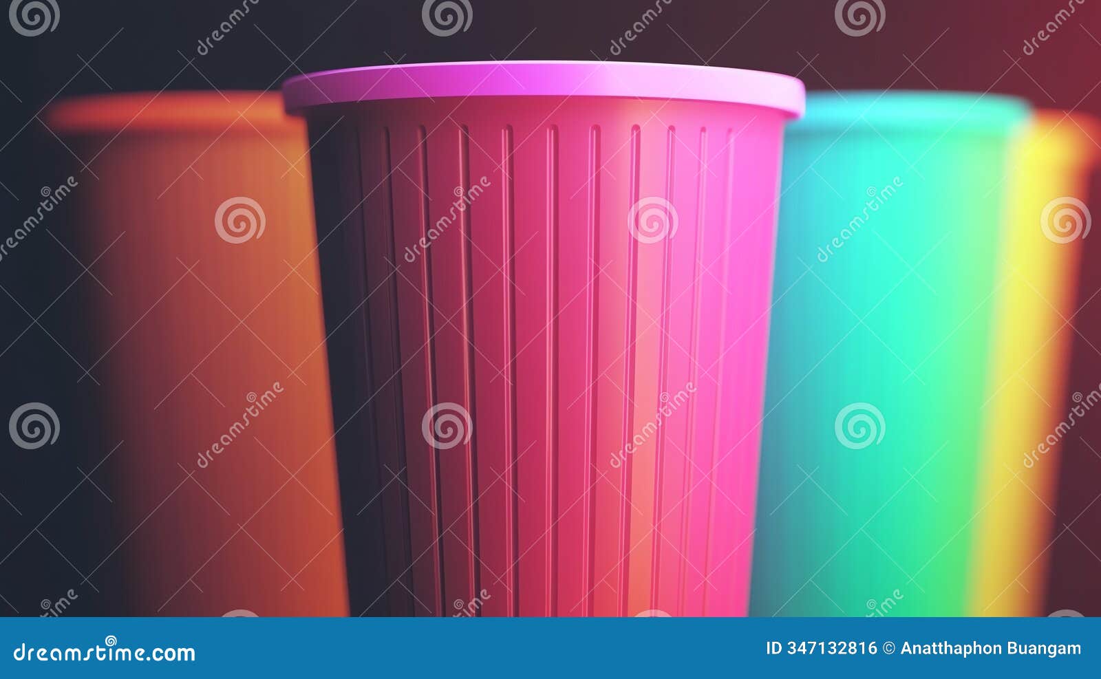Colorful Plastic Cups in Unique Lighting Create Vibrant Visual Interest ...
