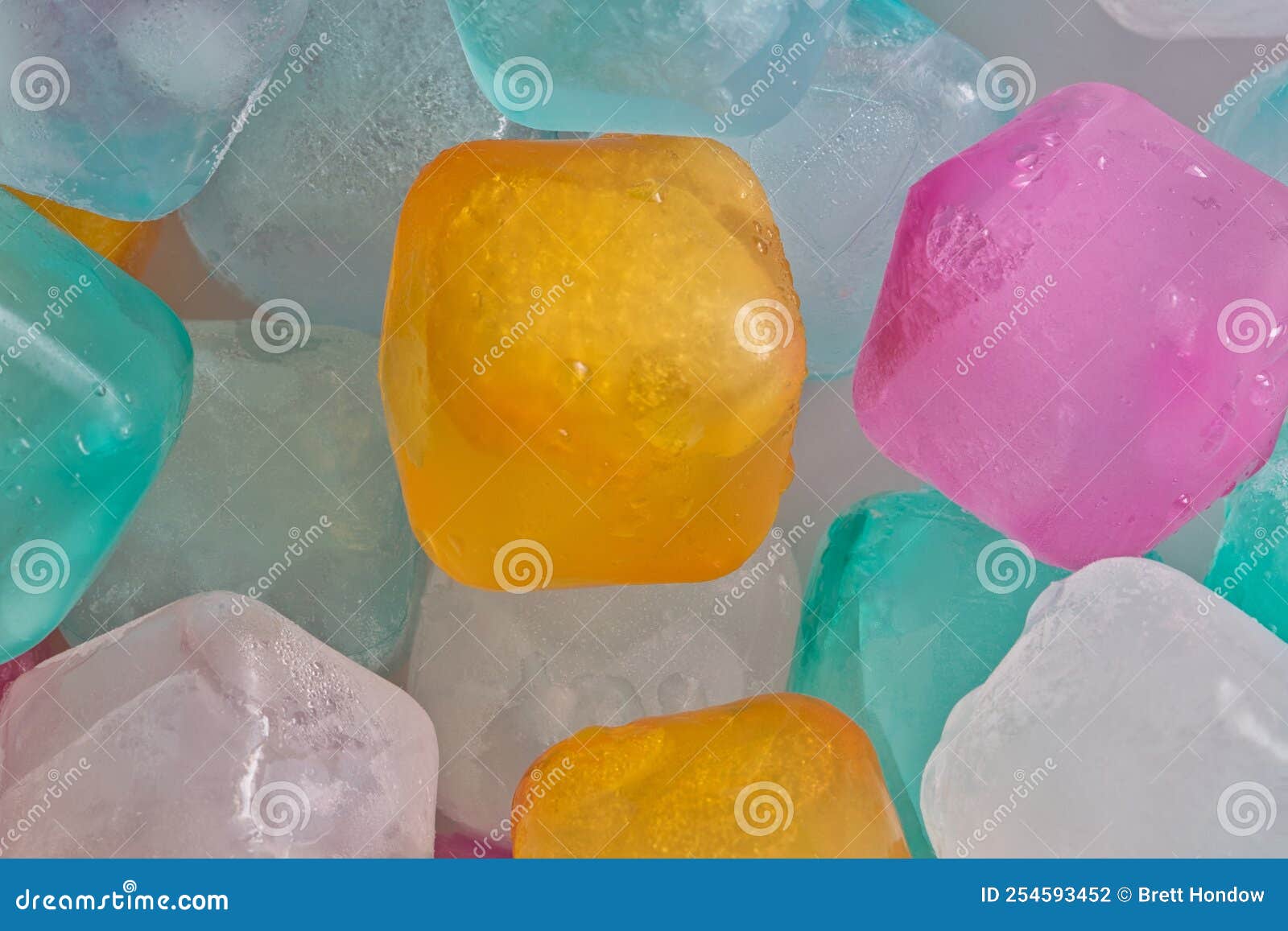 Colorful Plastic Ice Cube Blocks, Closeup Abstract Background. Stock ...