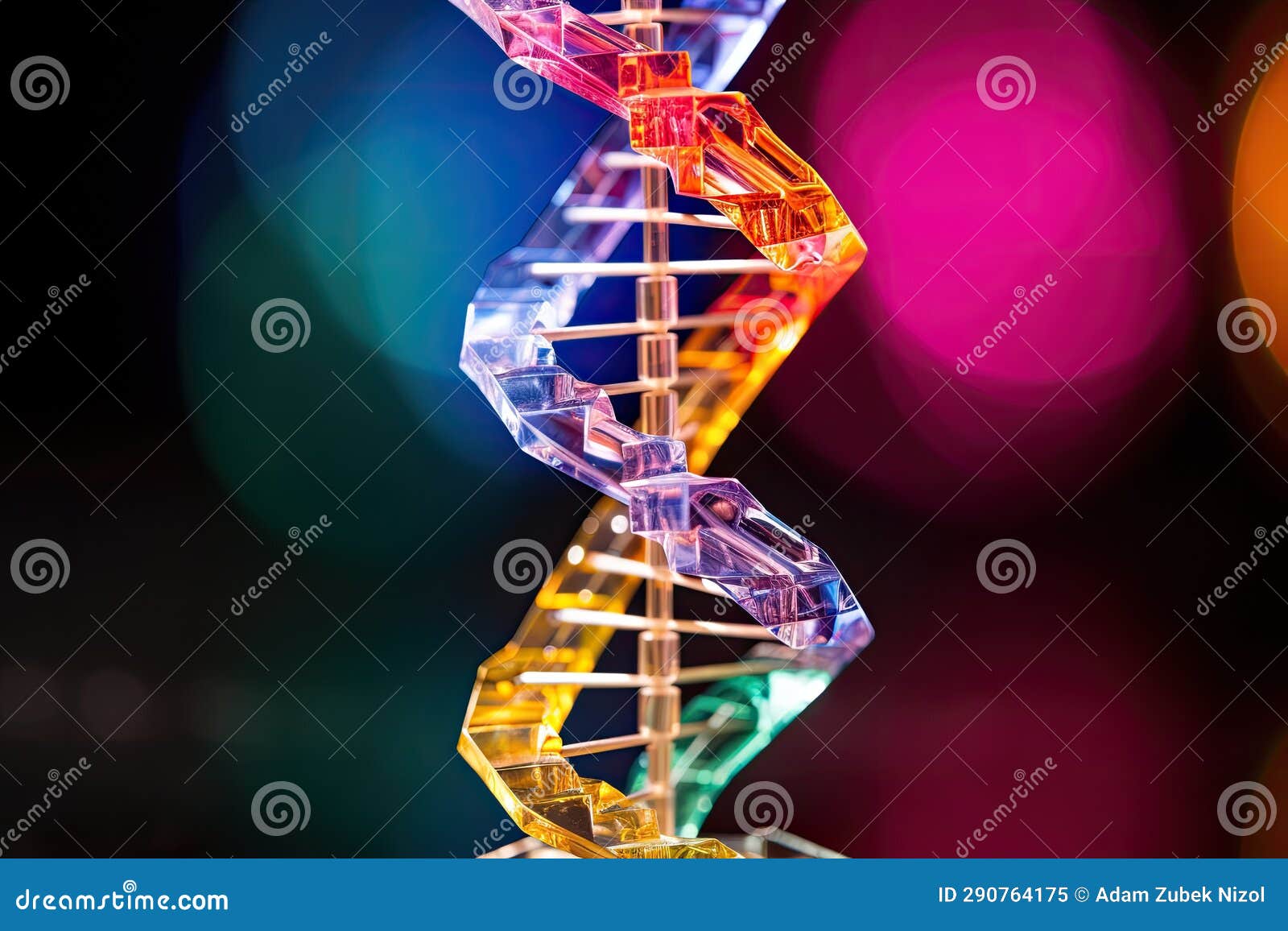 A Colorful Plastic Model of a Dna Stock Illustration - Illustration of ...
