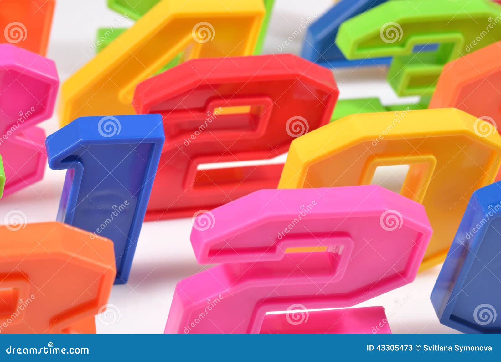 Colorful Plastic Numbers Close Up on a White Stock Image - Image of ...