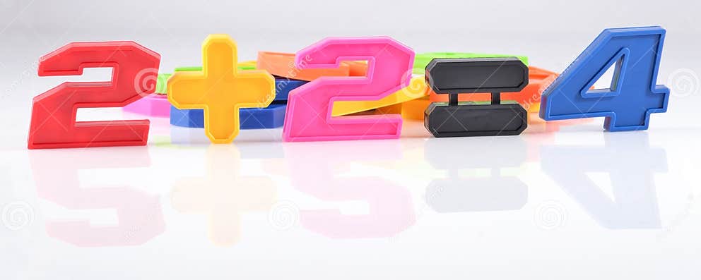 Colorful Plastic Numbers. Two Plus Two is Four. Stock Photo - Image of ...
