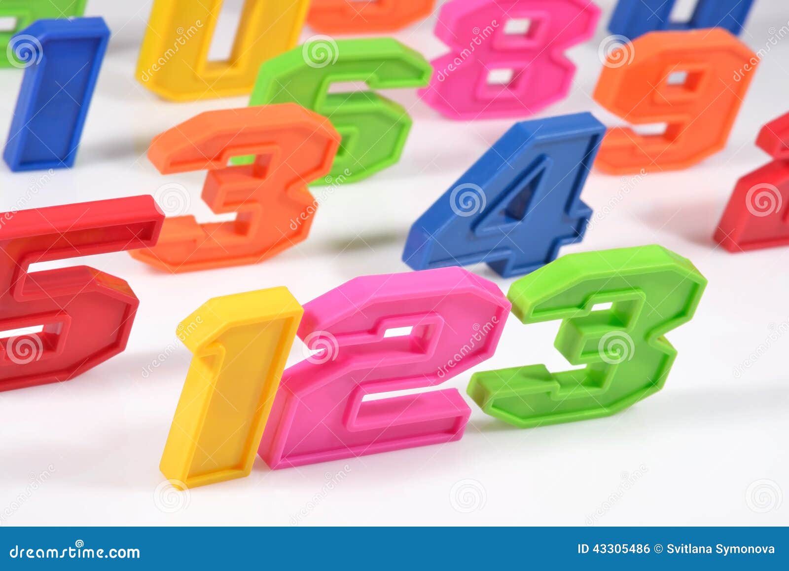 Colorful Plastic Numbers 123 on White Stock Photo - Image of numeral ...