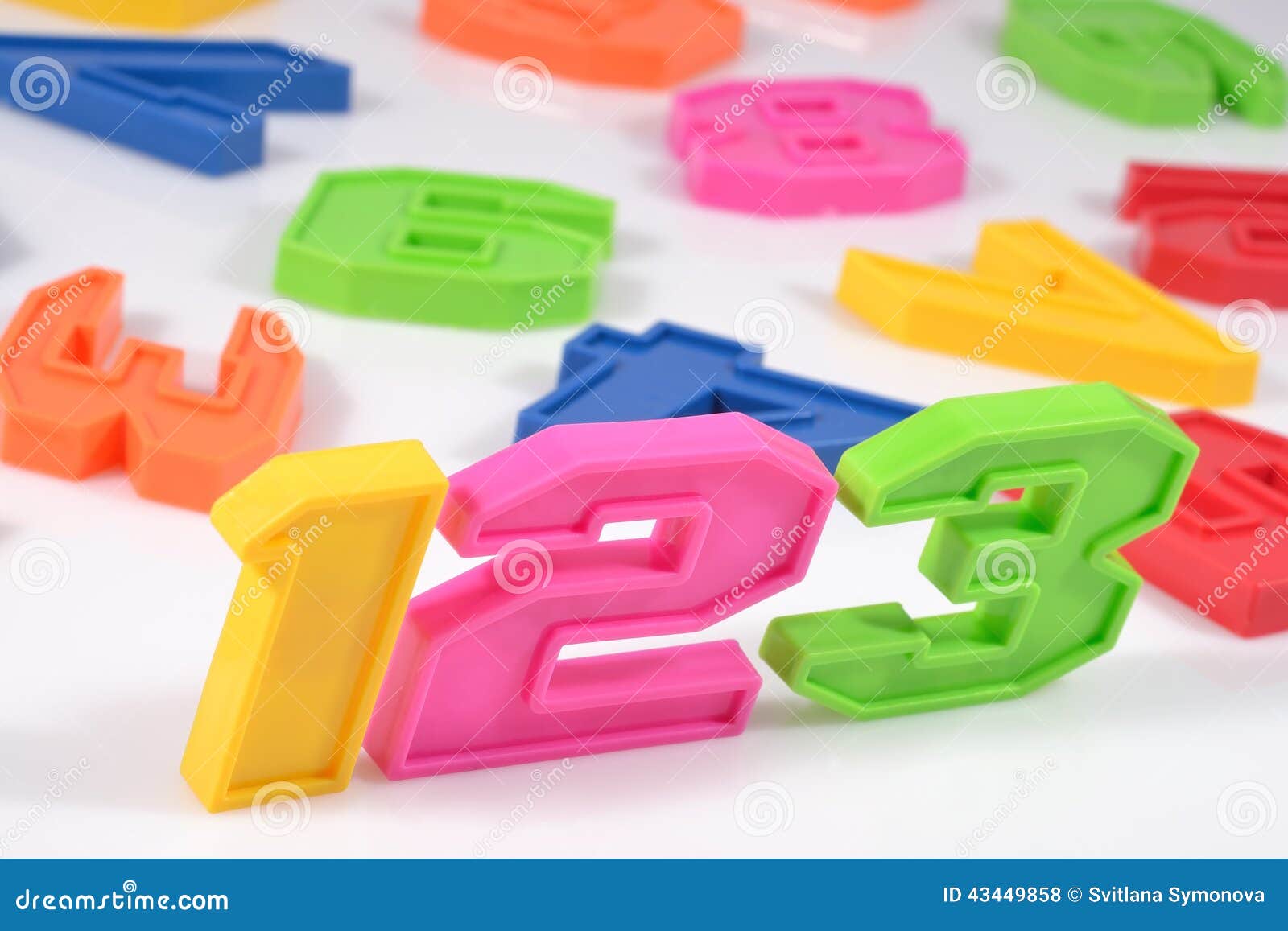 Colorful Plastic Numbers 123 on White Stock Photo - Image of education ...