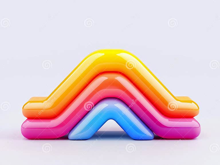 Colorful Plastic Object with a Curved Shape on a White Background for ...