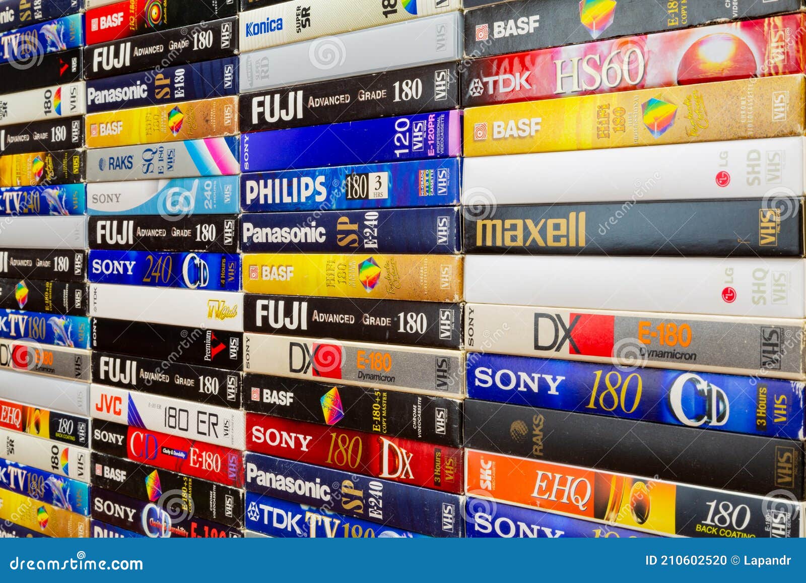 Colorful Plastic and Paper Cases with VHS Videotapes Editorial Image ...