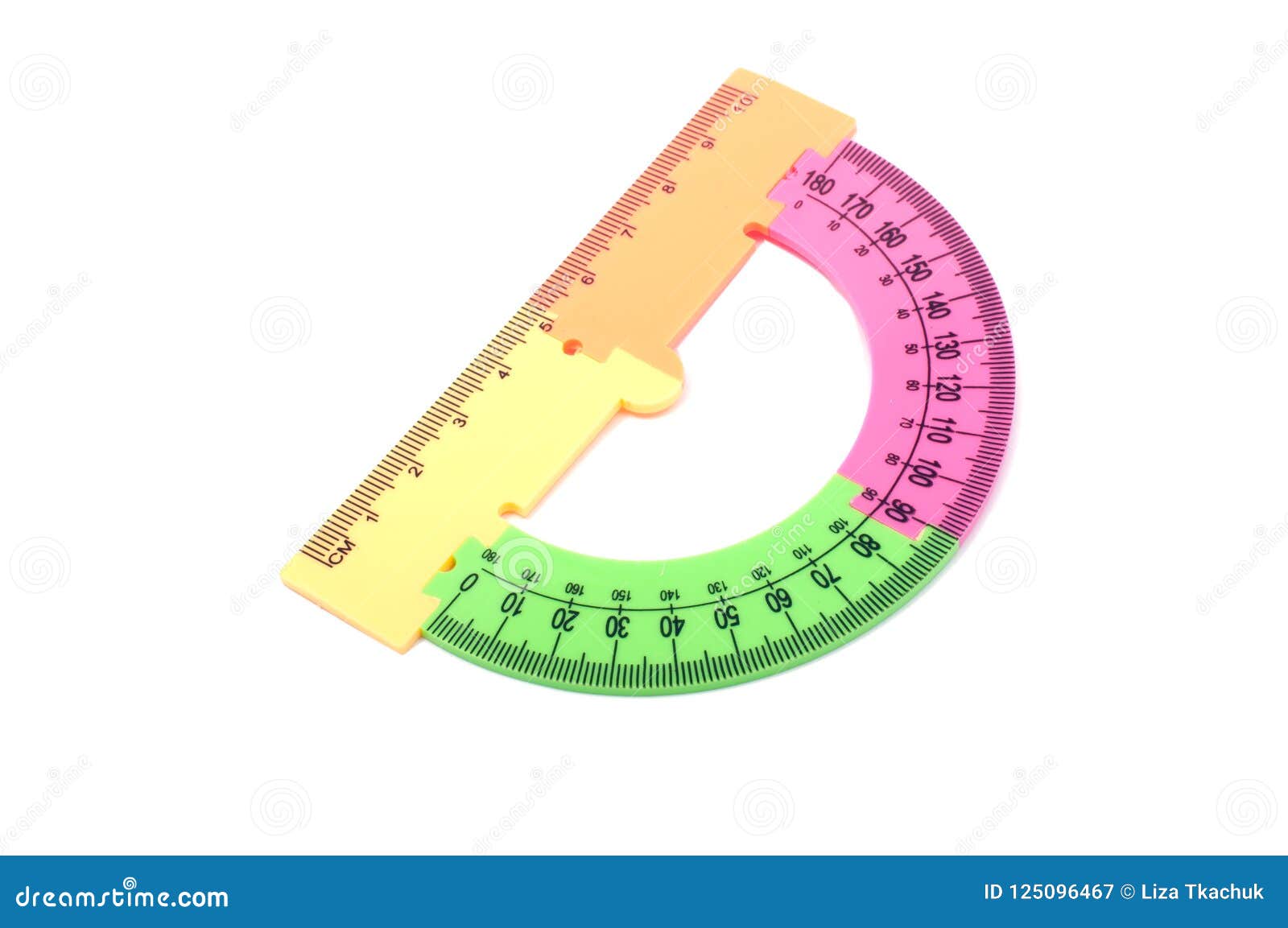 Colorful Plastic Protractor in Different Color Isolated Stock Image ...