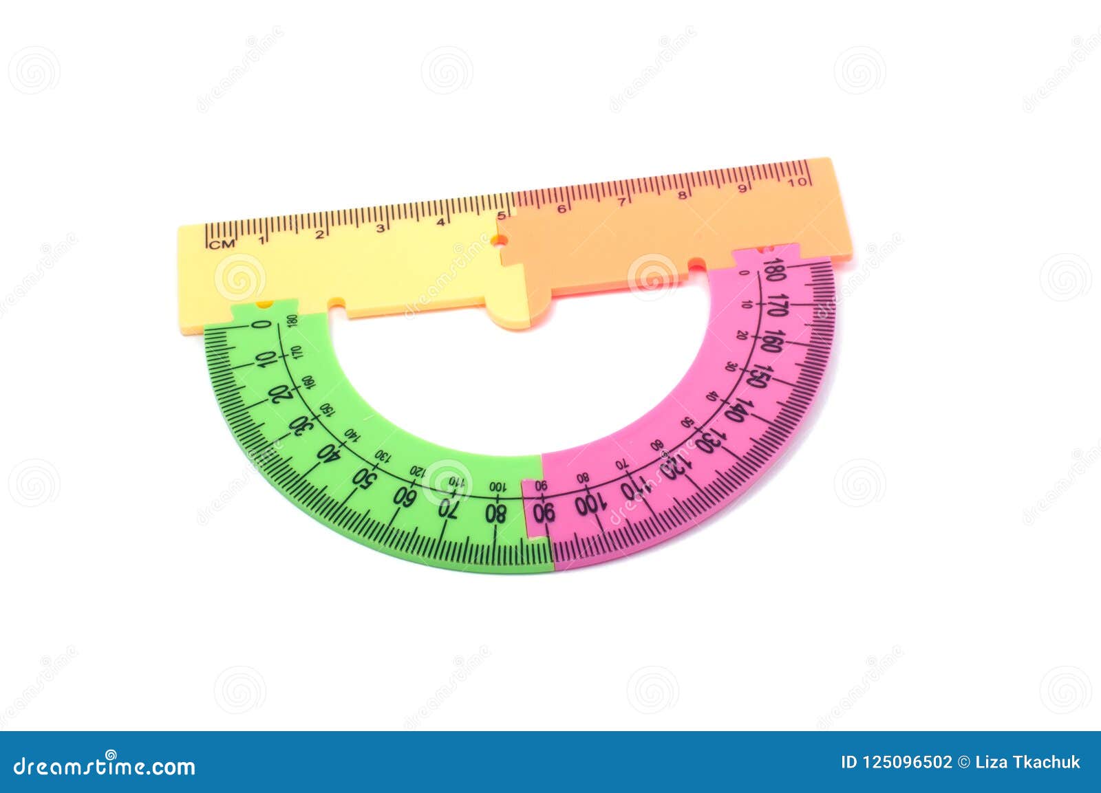 Colorful Plastic Protractor in Different Color Isolated Stock Photo ...