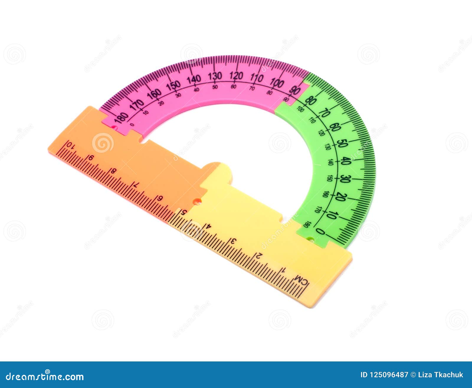 Colorful Plastic Protractor in Different Color Isolated Stock Image ...