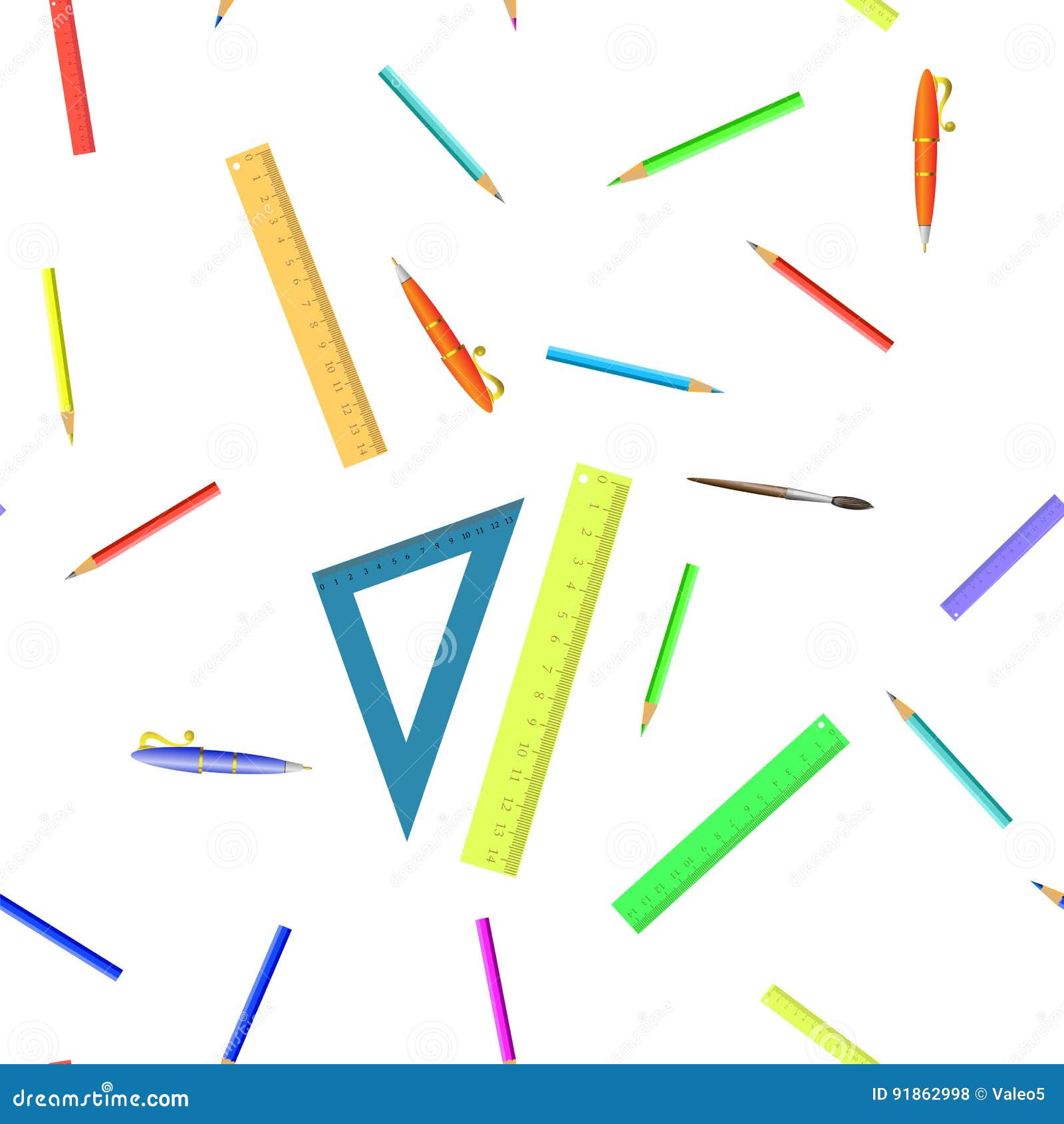 Colorful Plastic Rulers Seamless Pattern Stock Vector - Illustration of ...