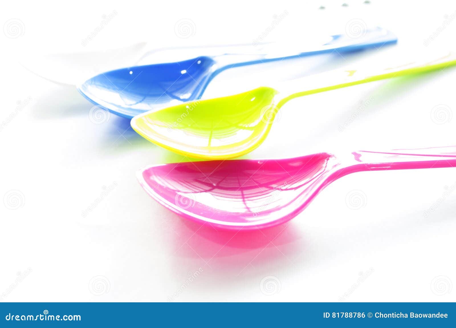 Colorful plastic spoon stock photo. Image of disposable - 81788786