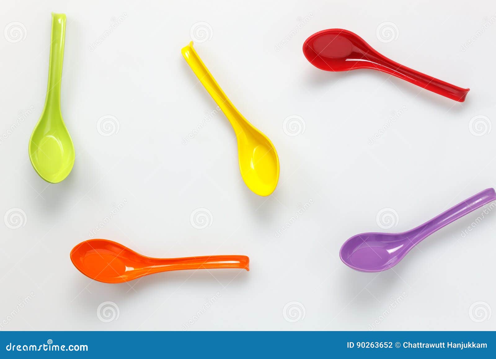 Colorful Plastic Spoon on White Table Background with C Stock Photo ...
