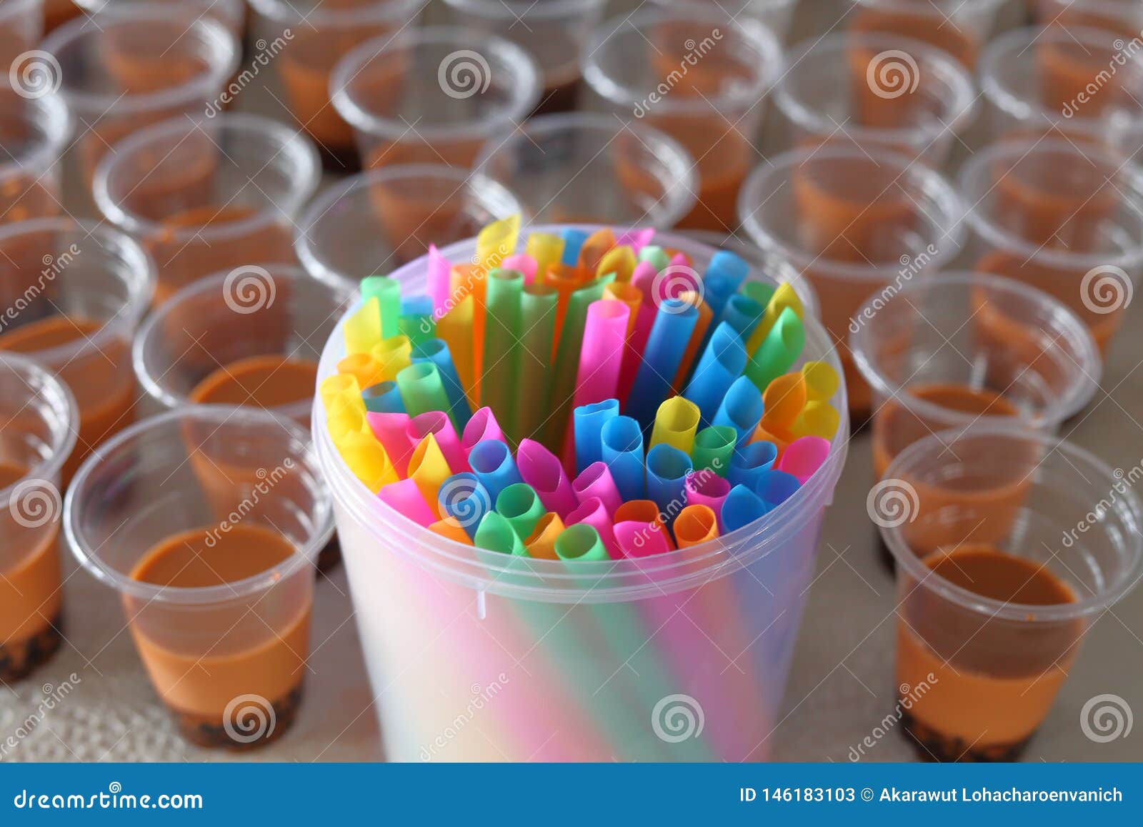 Overusing of Colorful Plastic Straw and Cup for Bubble Tea with ...