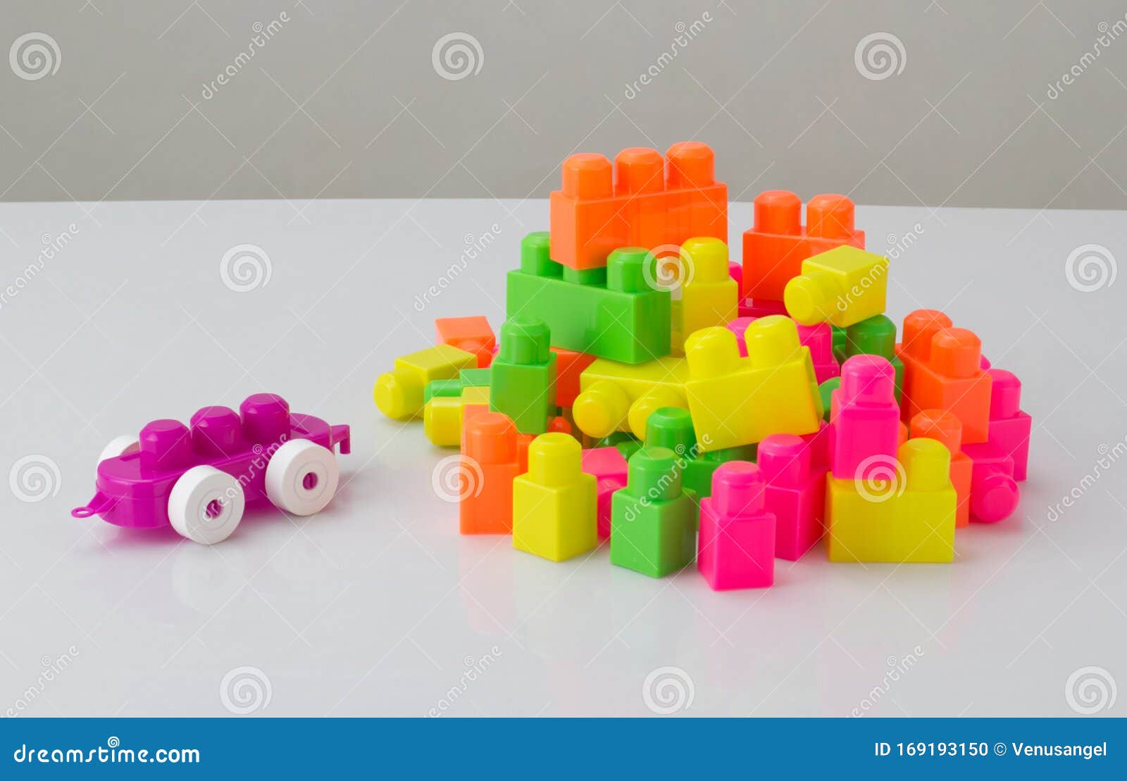 Colorful Plastic Toy Blocks Isolated Stock Photo - Image of connection ...