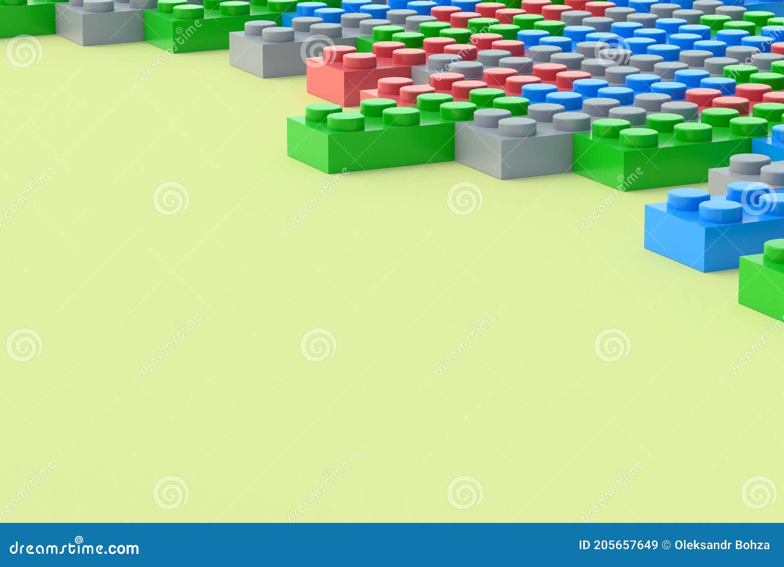 Colorful Plastic Toy Blocks on Yellow Background Stock Illustration ...