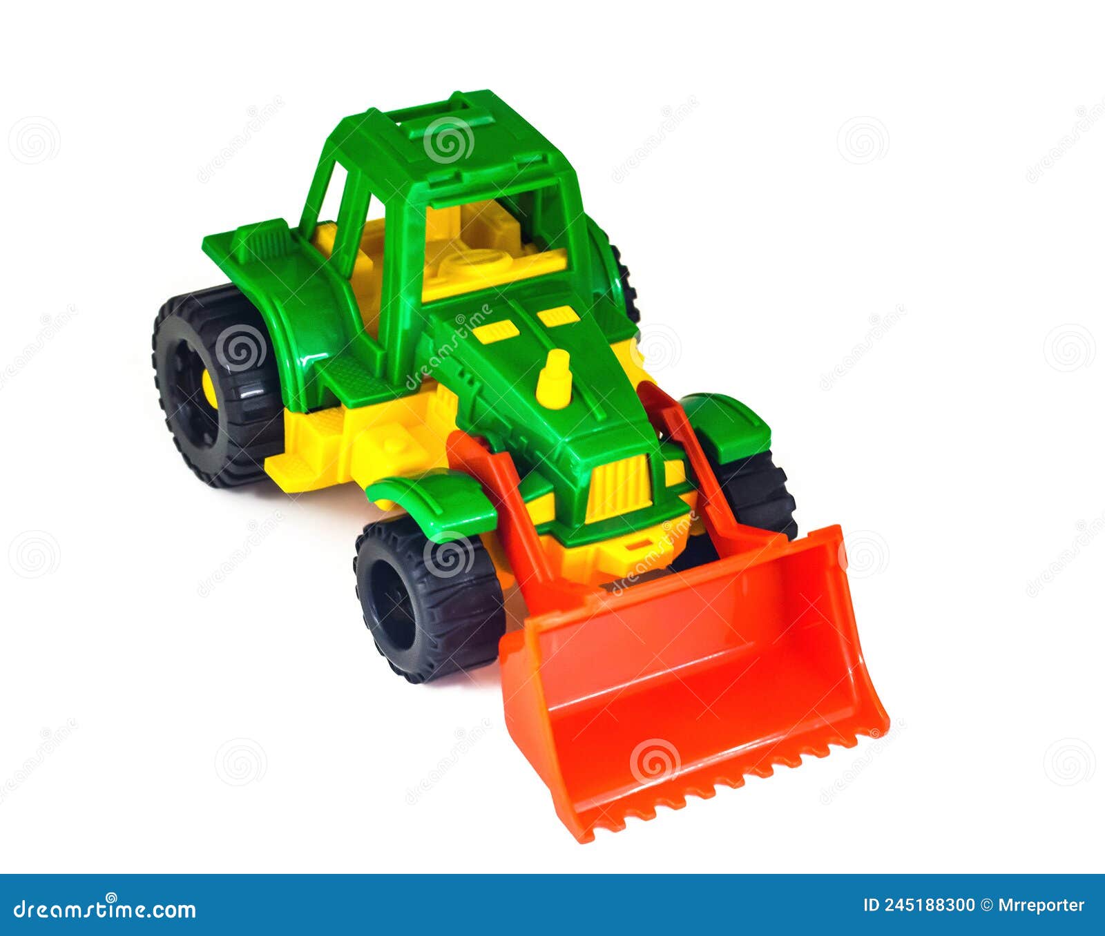 Plastic Toy Wheeled Tractor Loader Excavator, Isolated Stock Photo ...