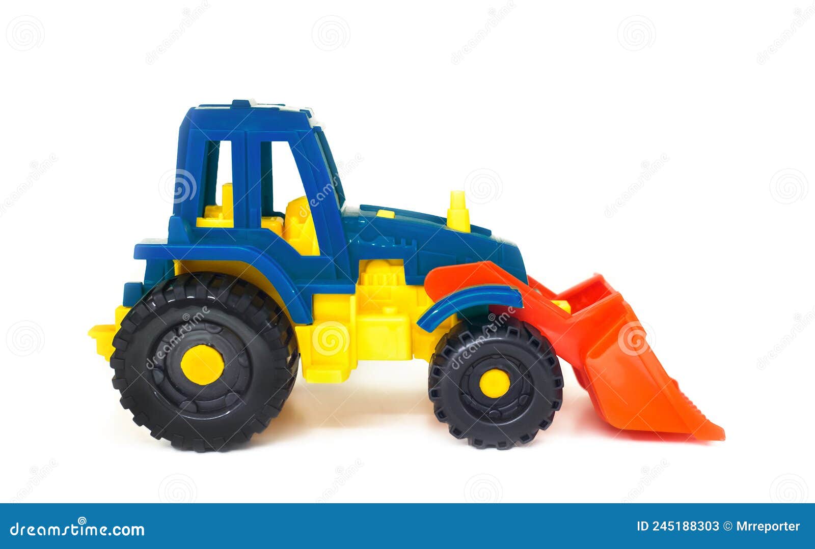 Plastic Toy Wheeled Tractor Loader Excavator, Isolated Stock Image ...
