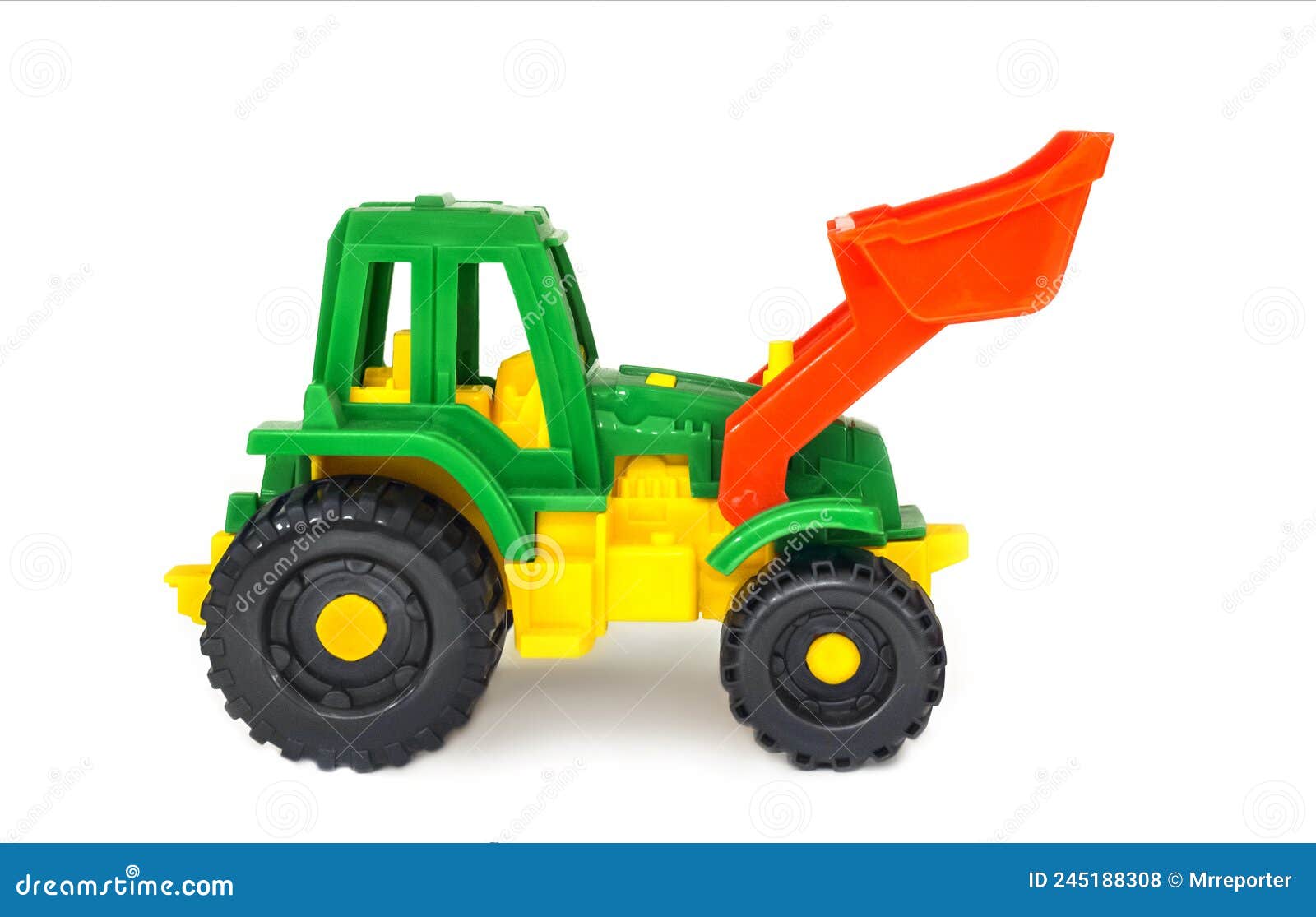 Plastic Toy Wheeled Tractor Loader Excavator, Isolated Stock Photo ...