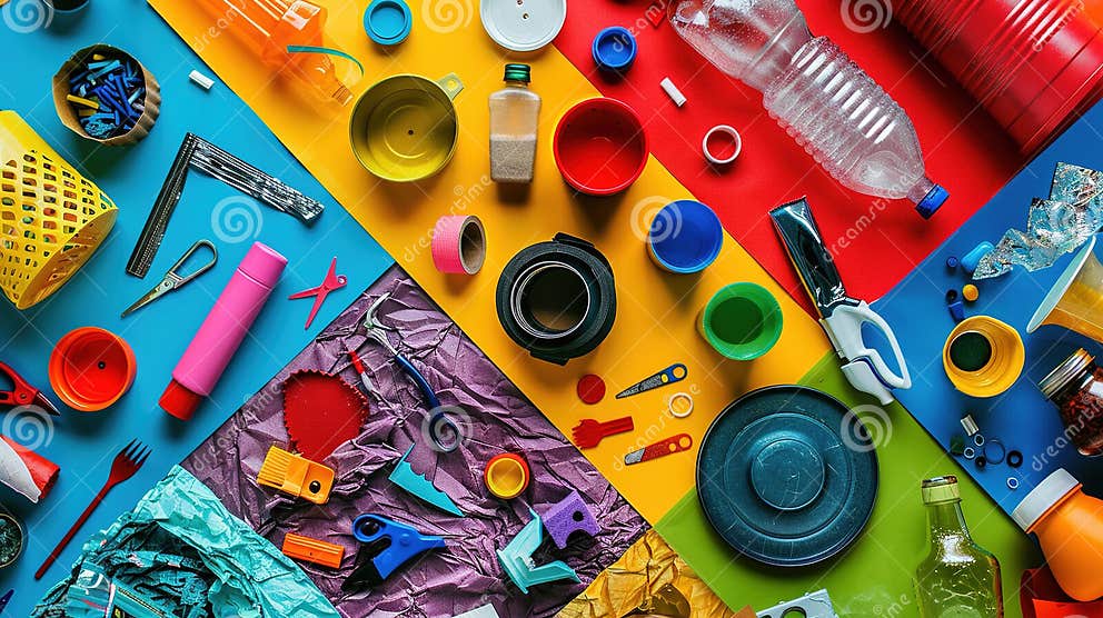 Colorful Plastic Waste Composition Stock Illustration - Illustration of ...