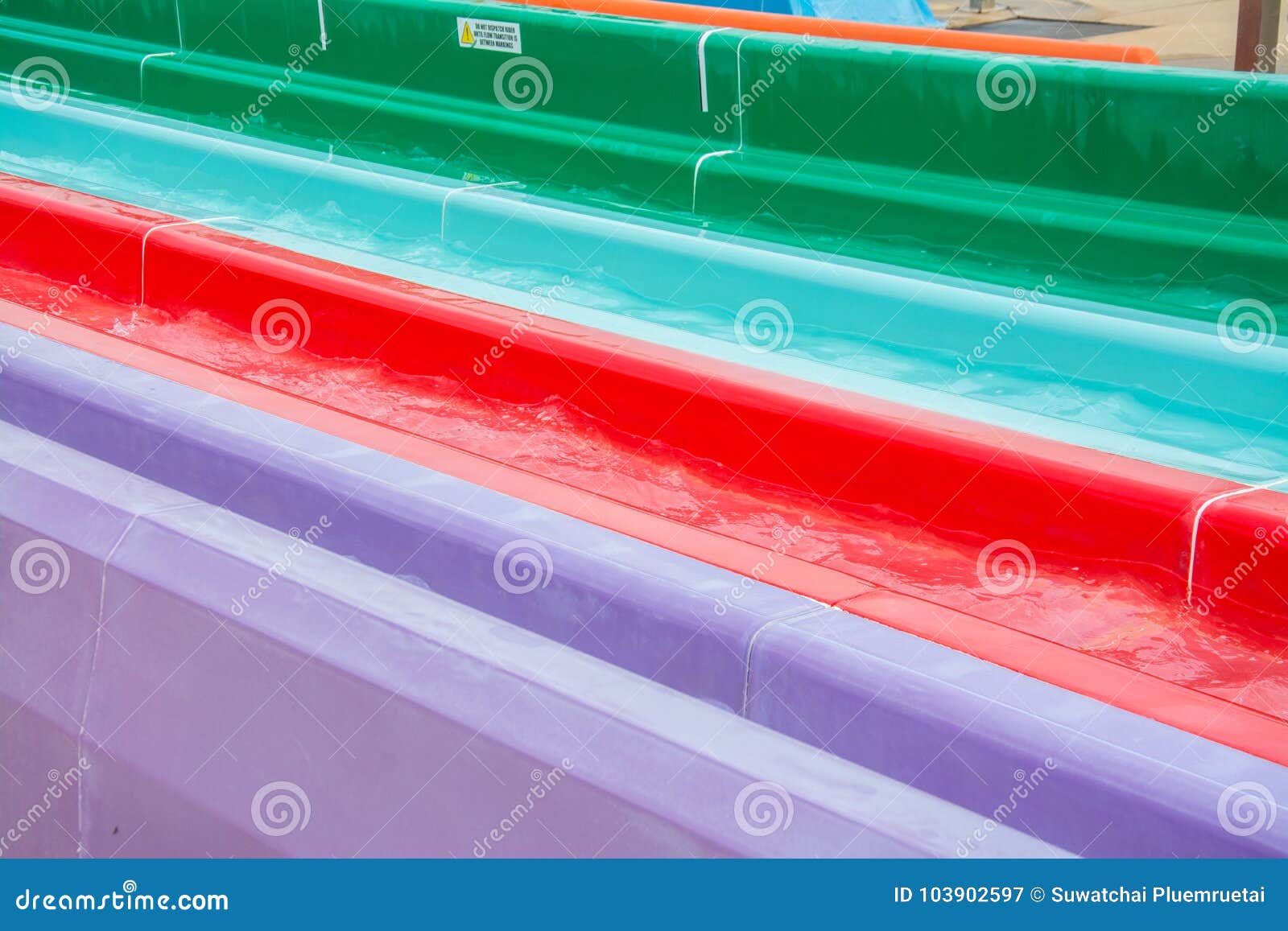 Colorful Plastic Water-slide Stock Image - Image of entertaining, pipe ...