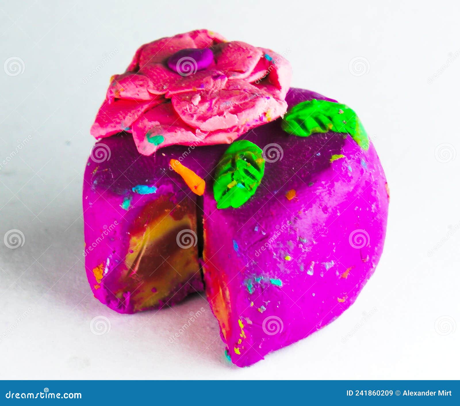 Colorful Plasticine or Clay Cake with Red Rose Stock Image - Image of ...