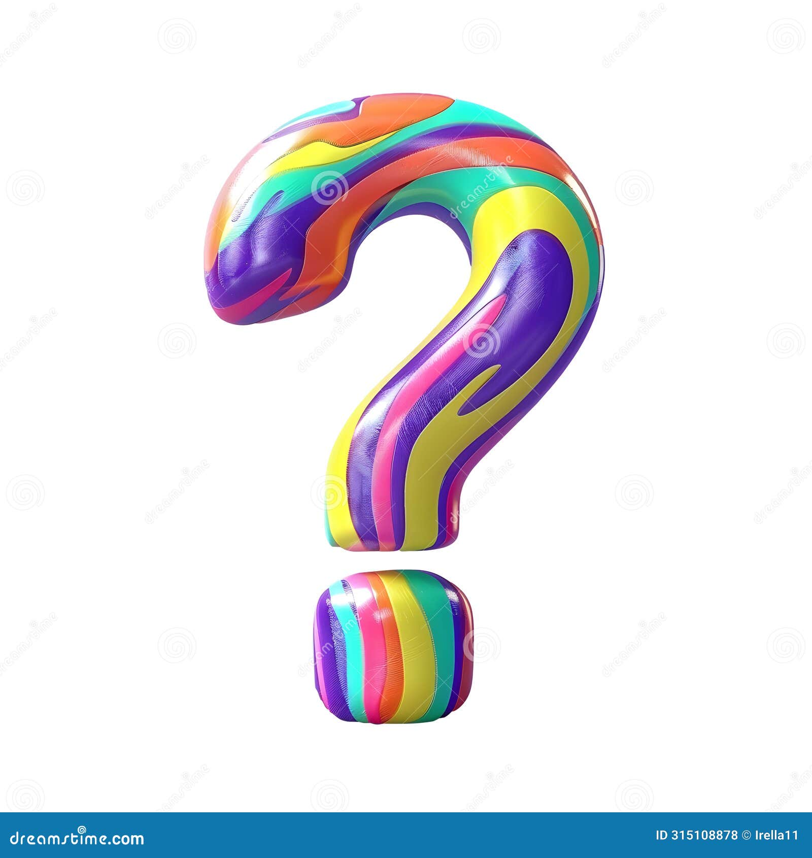Colorful Plasticine Question Mark on White Background. Stock ...