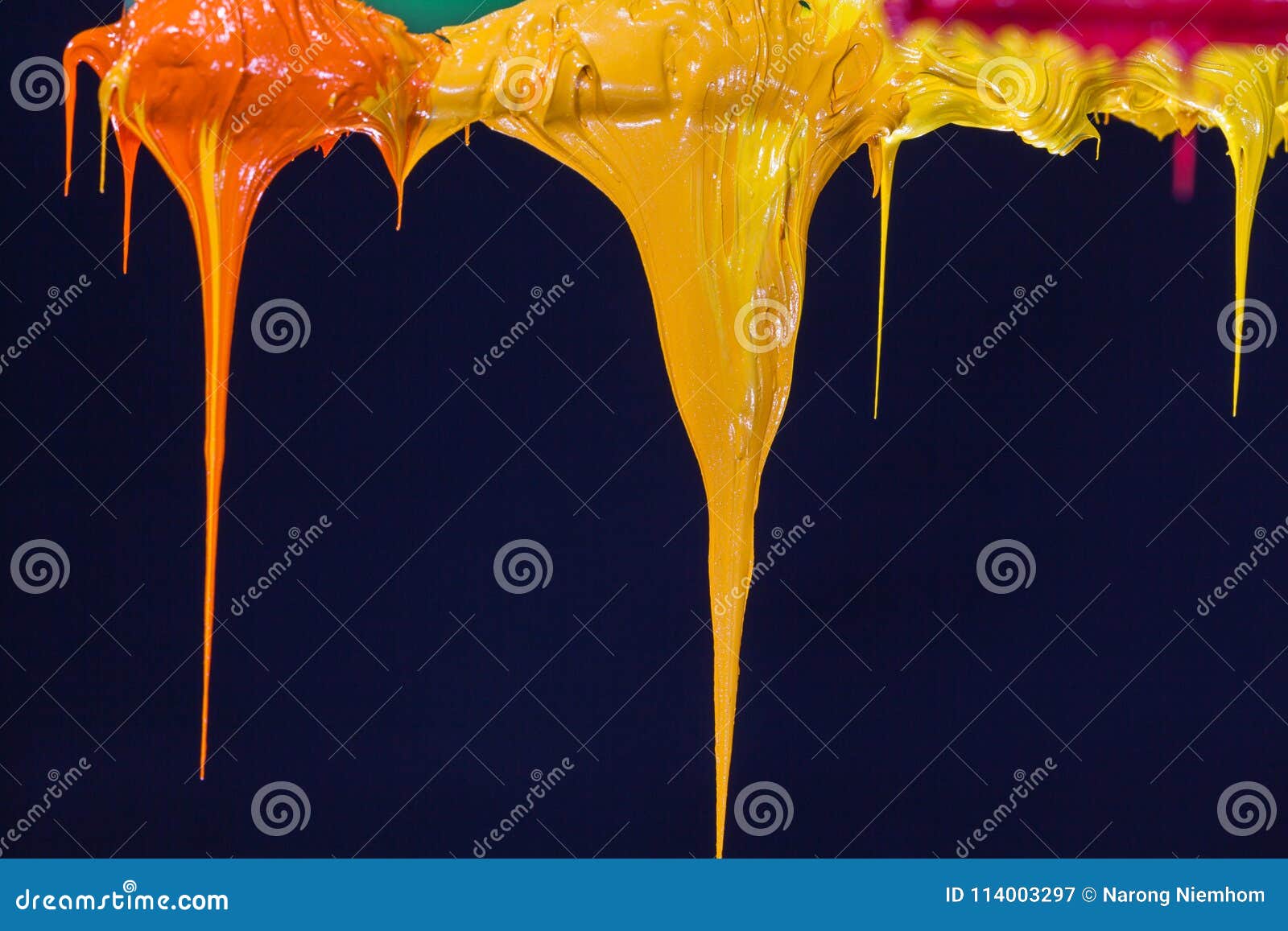 Colors Dripping from the Rubber Print Handle Stock Image - Image of ...