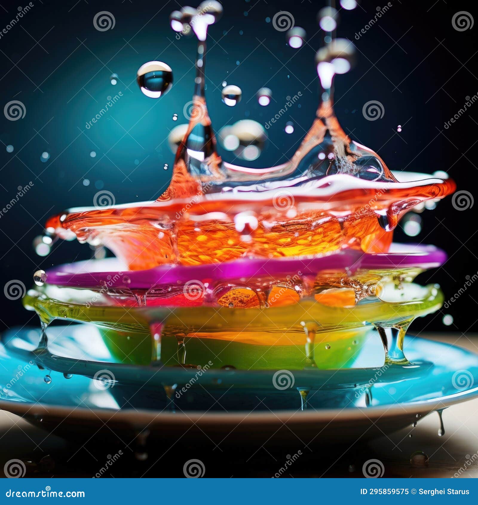 A Colorful Plate with Water Splashing on it, AI Stock Illustration ...