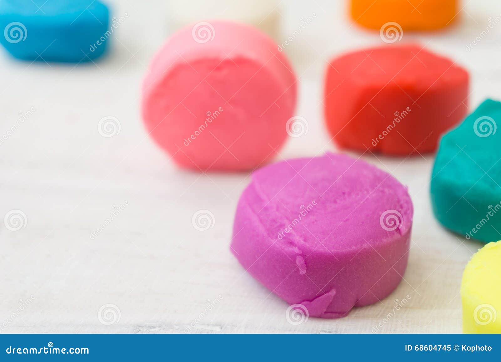 Colorful Playdough on Wooden Table. Stock Image - Image of color ...