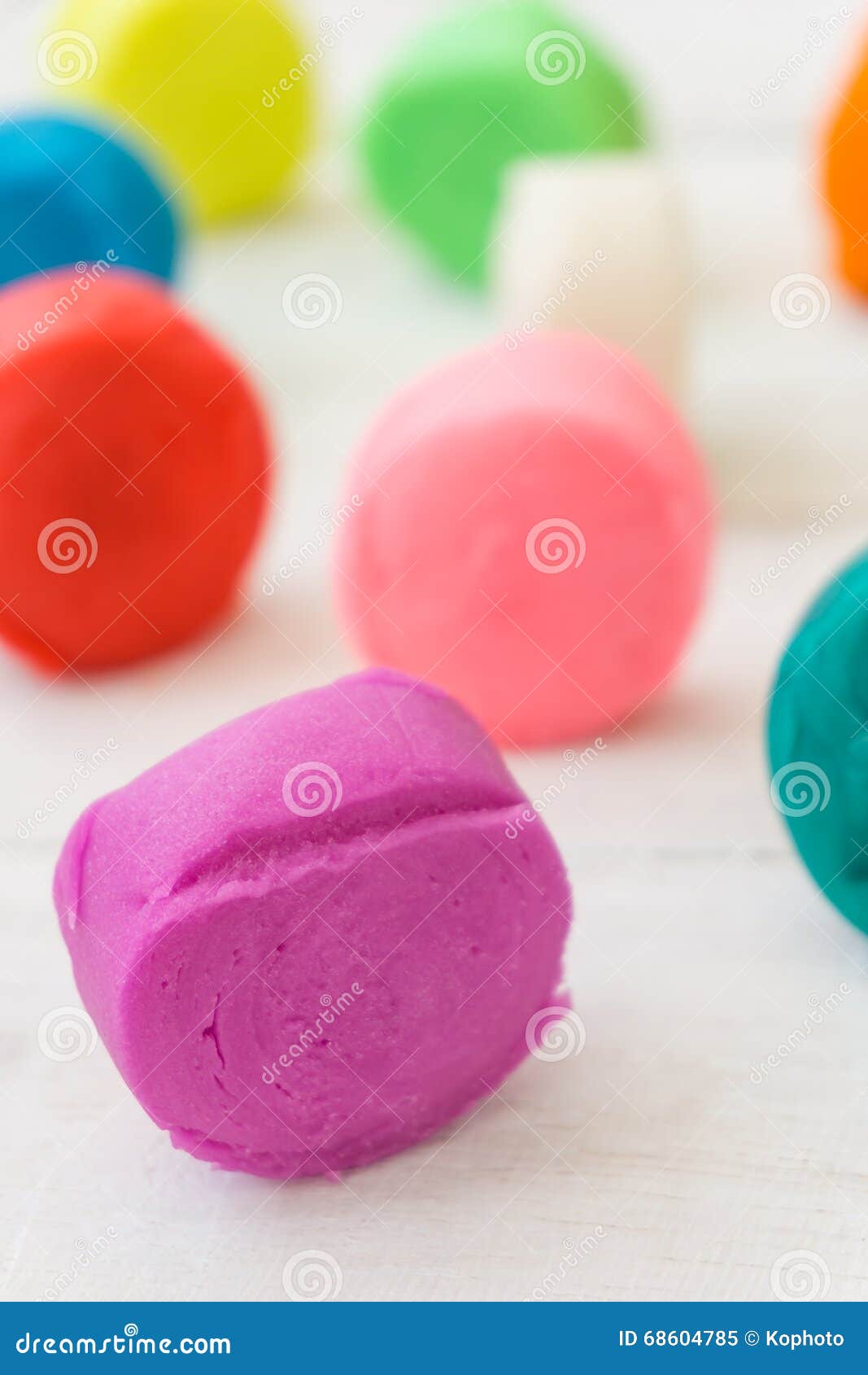 Colorful Playdough on Wooden Table. Stock Image - Image of creative ...