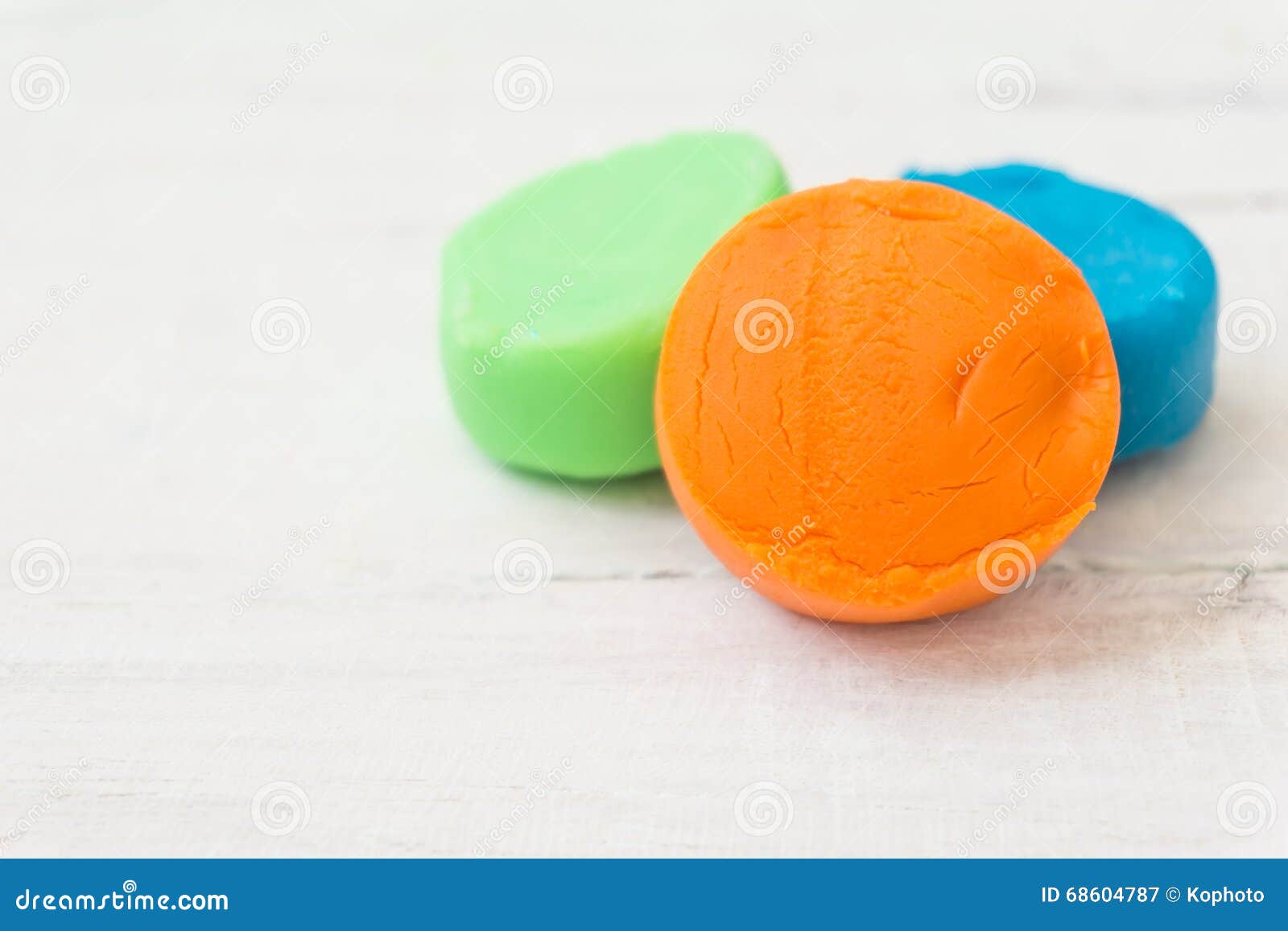 Colorful Playdough on Wooden Table. Stock Image - Image of child, close ...
