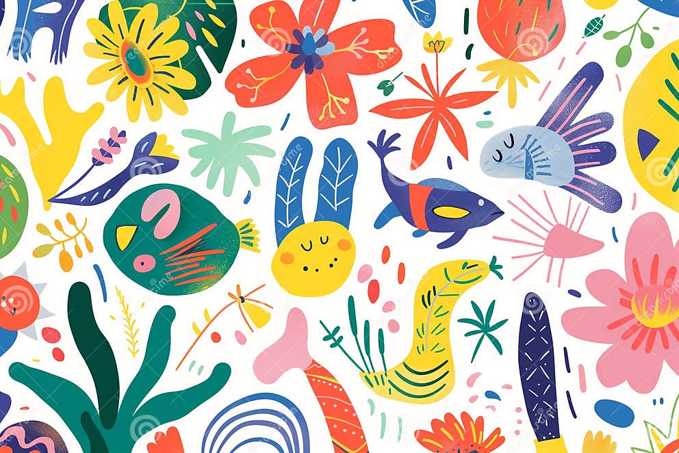 Colorful and Playful Pattern Featuring Friendly Illustrations for ...