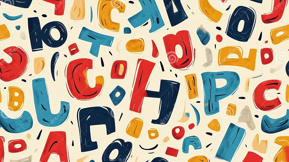 Colorful Playful Pattern Featuring Stylized Alphabet Letters Across a ...