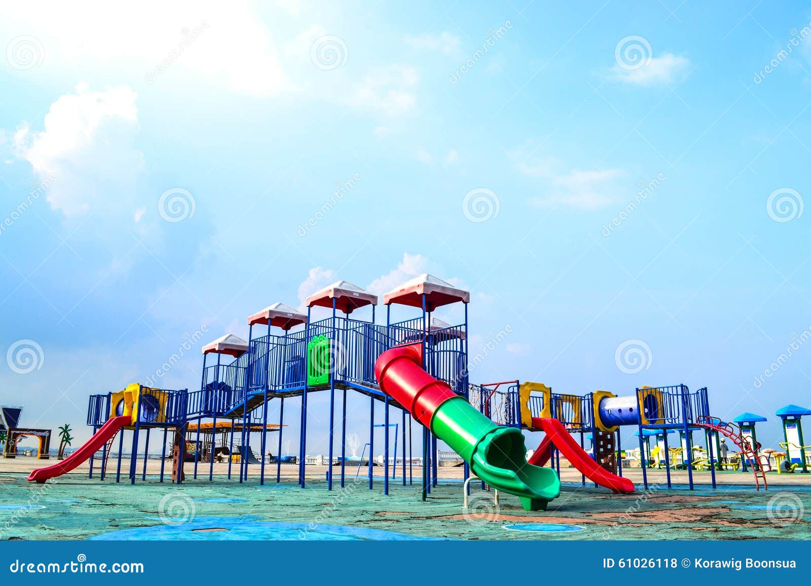 Colorful playground stock photo. Image of summer, green - 61026118