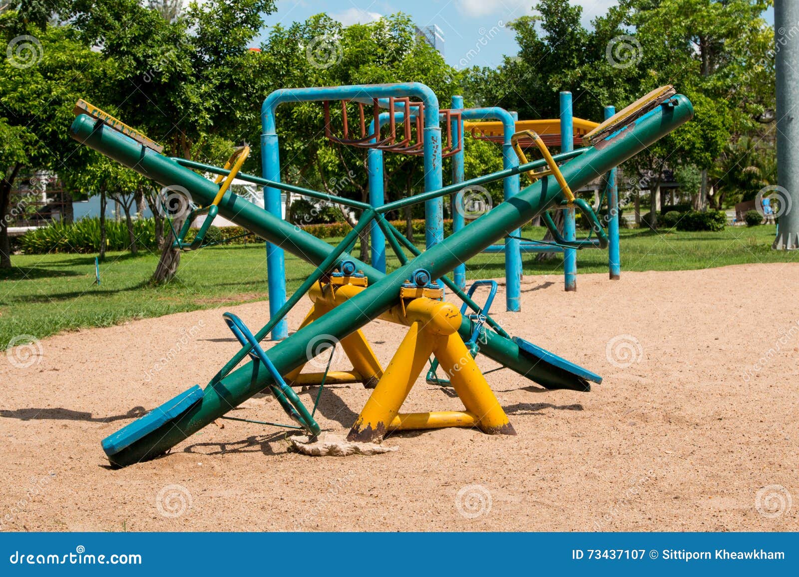 Colorful Playground for Children Player Stock Image - Image of blue ...