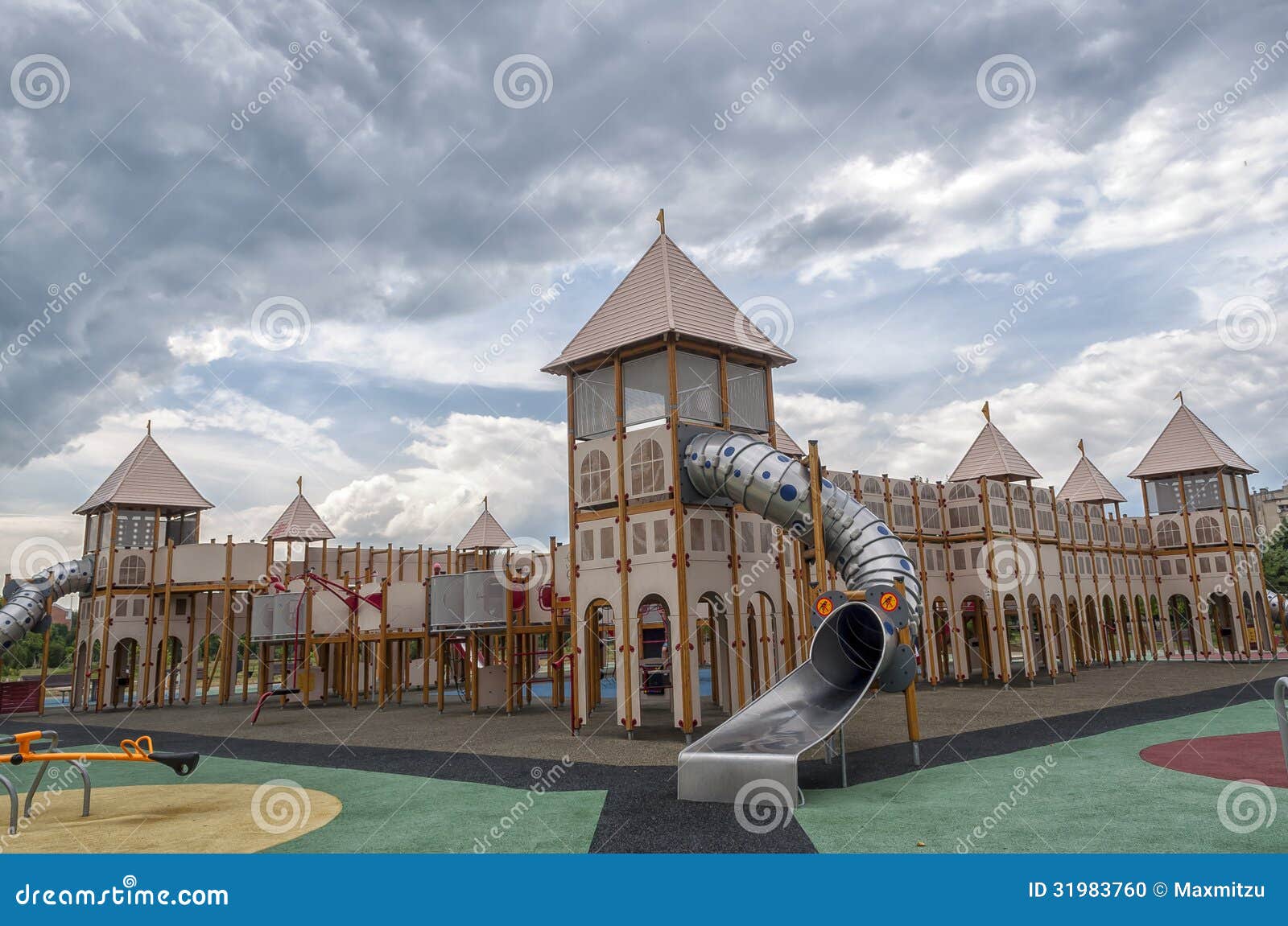 Colorful Playground for Childrens Stock Photo - Image of caslte, color ...