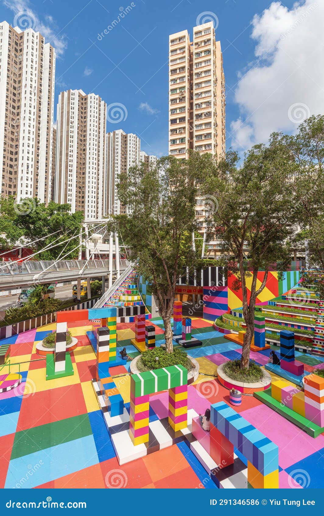 Colorful Playground and High Rise Residential Building in Hong Kong ... Colorful Playground and High Rise Residential Building in Hong Kong ...