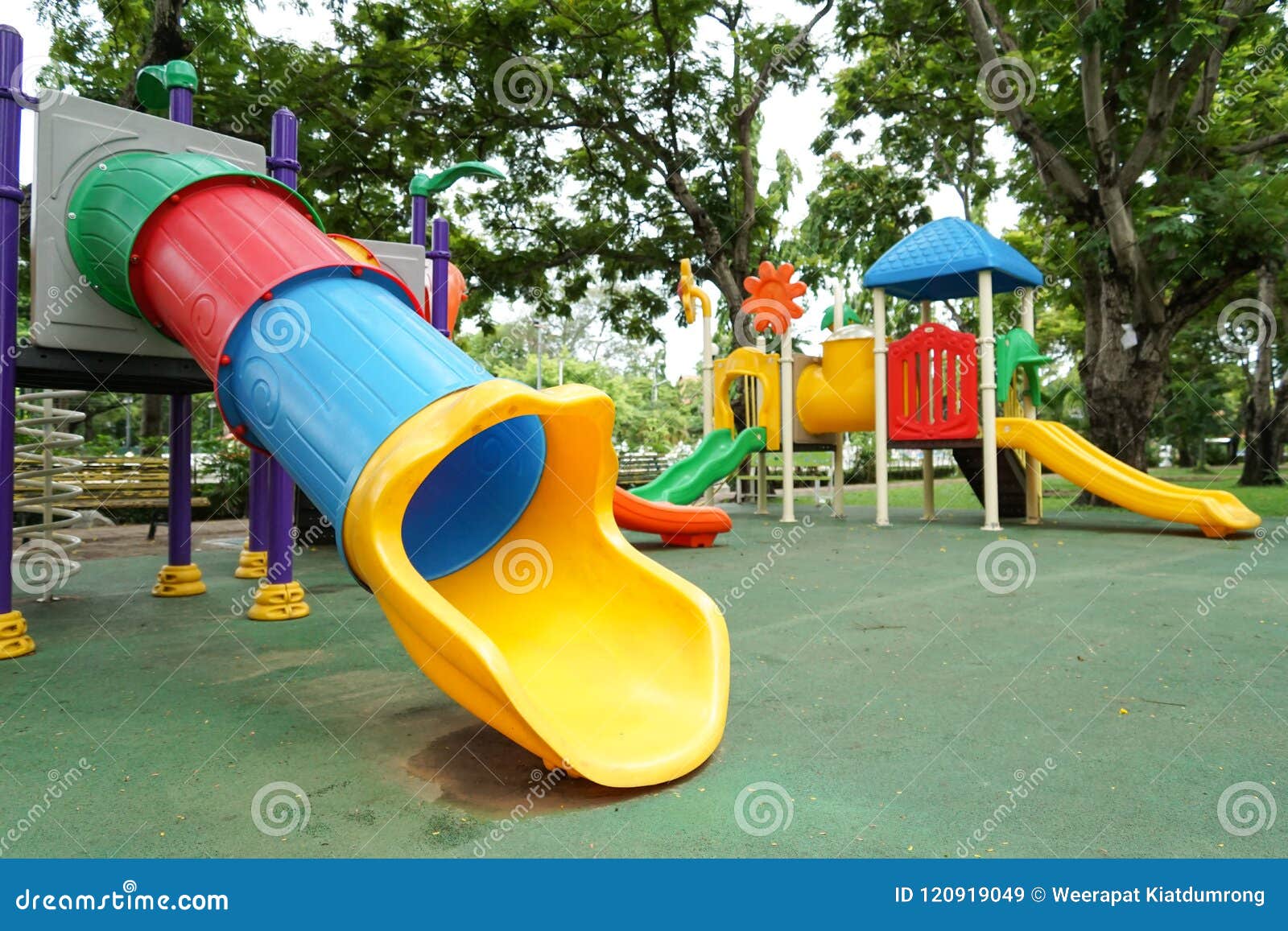 Colorful Playground for Kids Stock Image - Image of kids, tunnel: 120919049