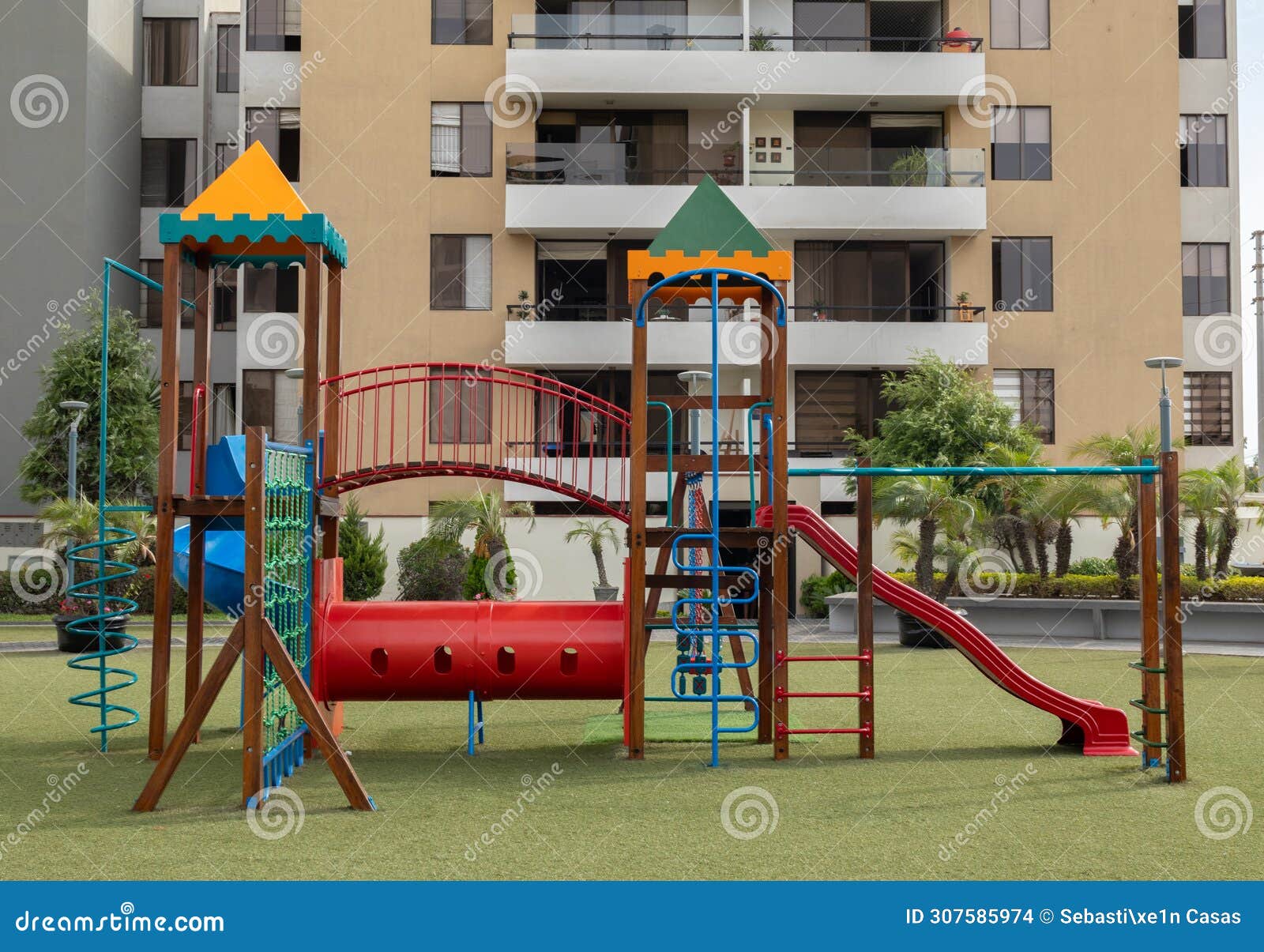 Colorful Playground in Park with a Beatiful Background Stock Photo ...