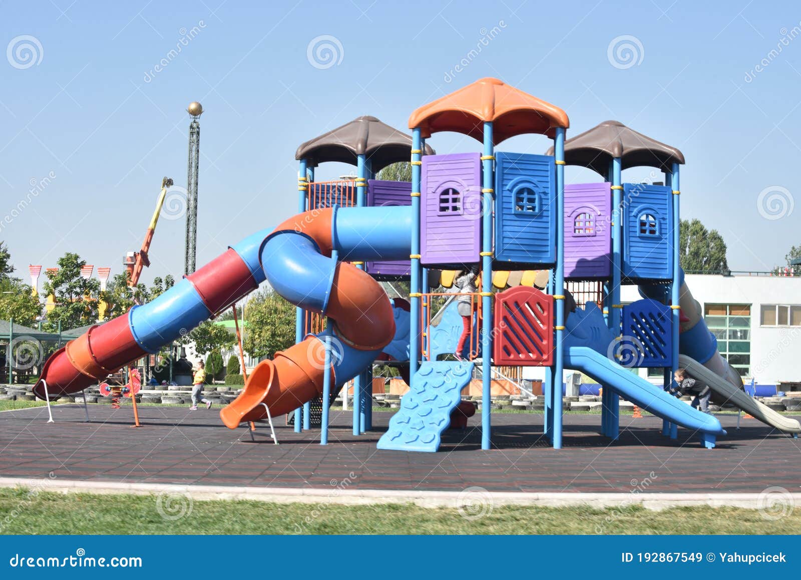 Colorful Playground in the Park. Stock Image - Image of playground ...