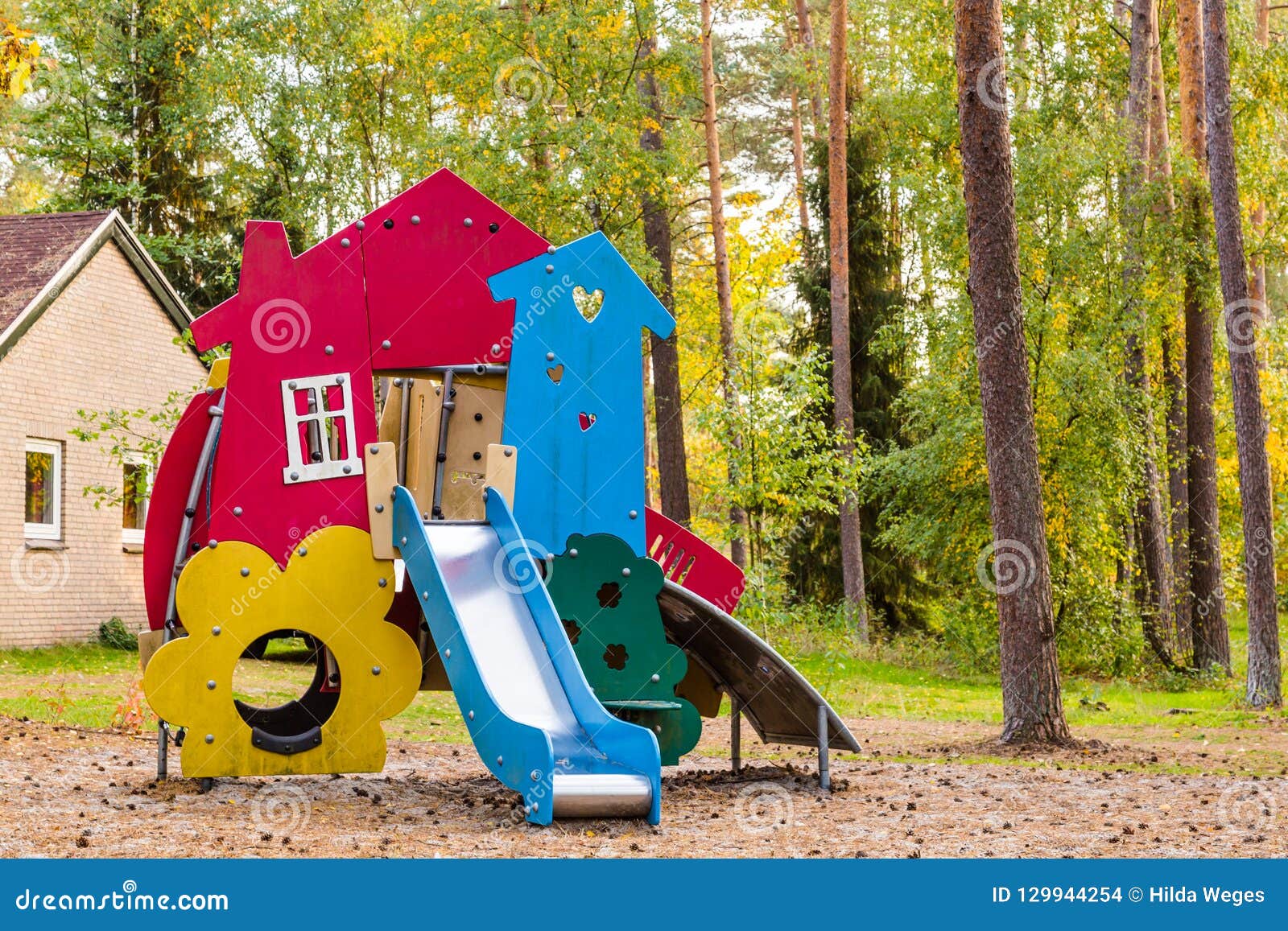 Colorful Playground with Slide Stock Photo - Image of child, color ...