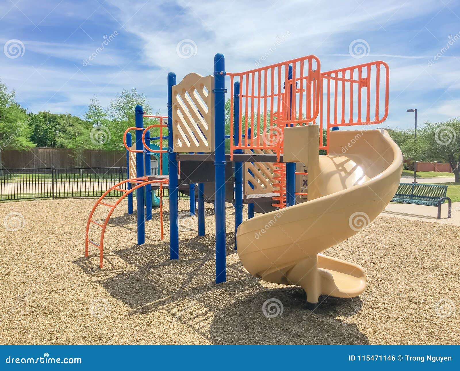 Colorful Playground Under Cloud Blue Sky in Texas, USA Stock Photo ... Colorful Playground Under Cloud Blue Sky in Texas, USA Stock Photo ...