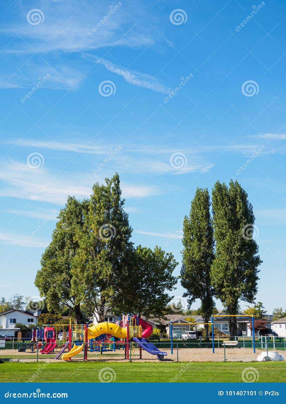 Colorful Playground in the Urban Park Stock Image - Image of equipment ...